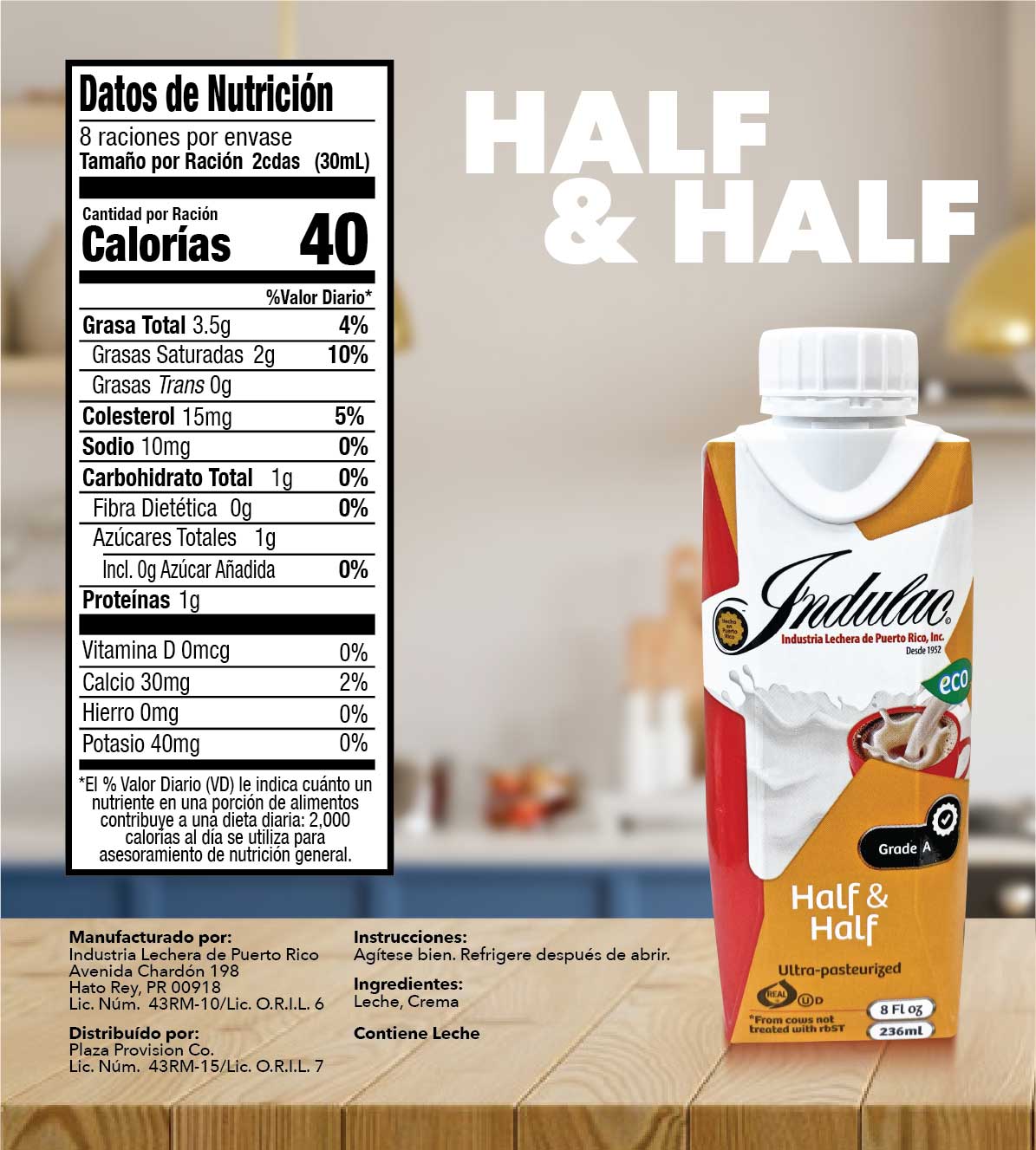 HALF & HALF – Datos de Nutrición – Indulac